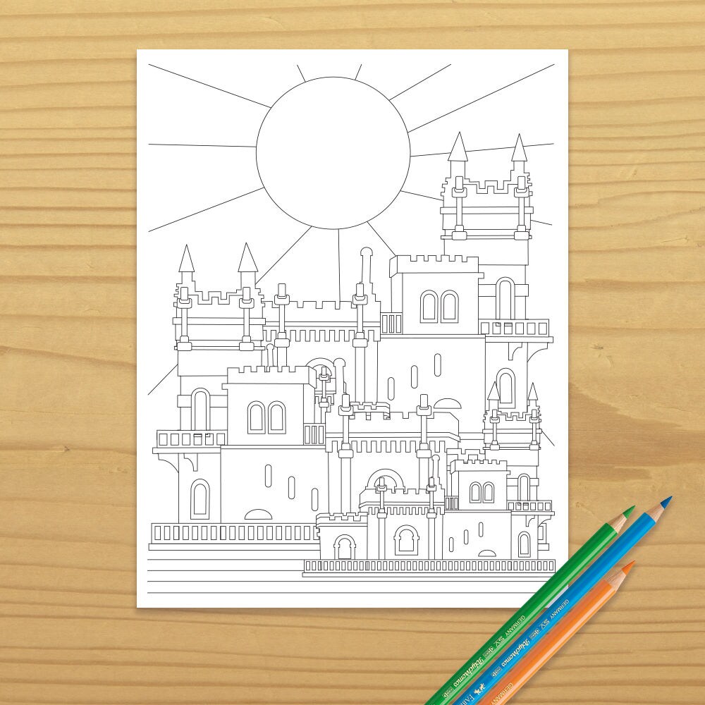 Printable CASTLE COLORING PAGE, Digital Download, Evisionarts - Etsy Canada
