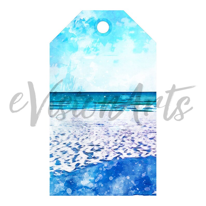 Printable BEACH GIFT TAGS, Digital Download, Evisionarts - Etsy