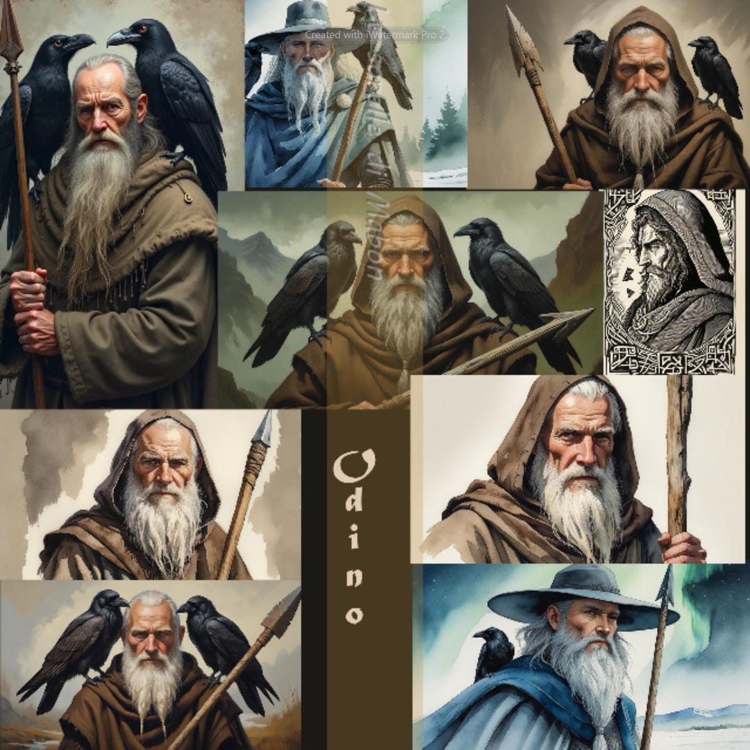 Odin-inspired Digital Illustrations | Set of 5 Norse Illustrations ...