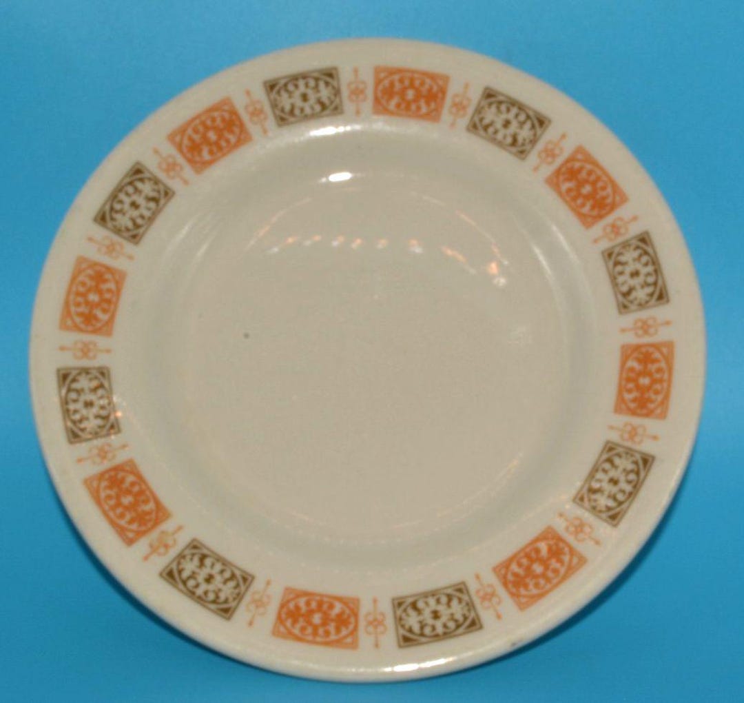 Vintage Shenango China Bread Plate 6" Brown & Orange Geometric Pattern ...