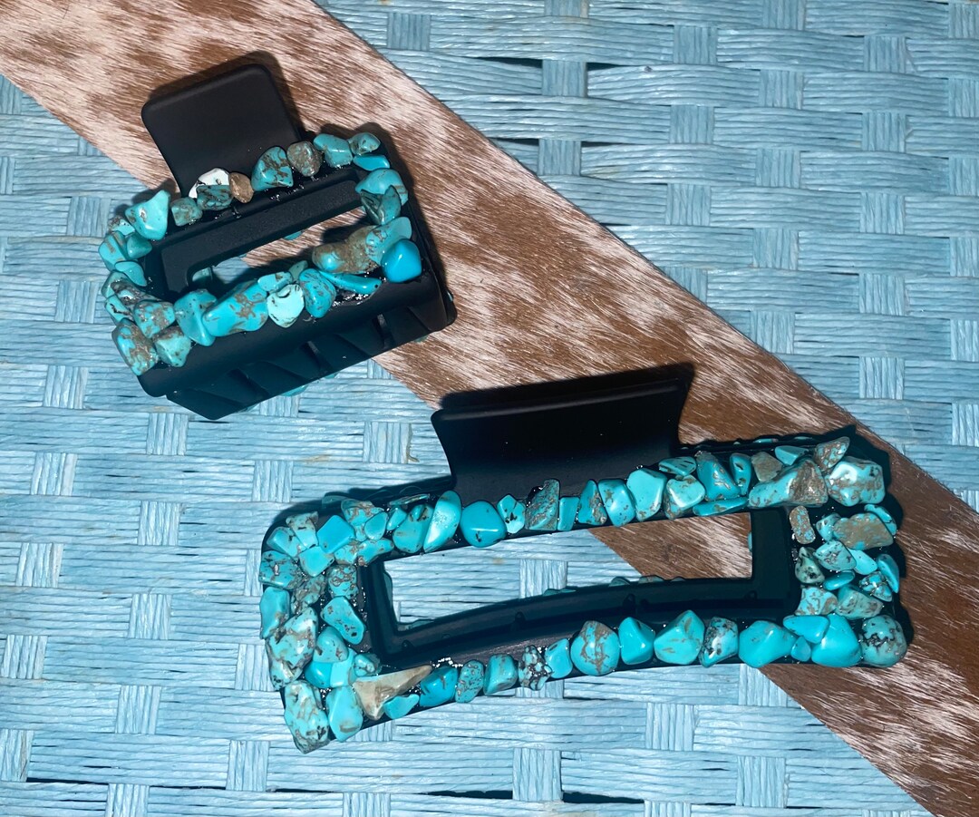 Turquoise Stone Hair Claw Clips - Etsy