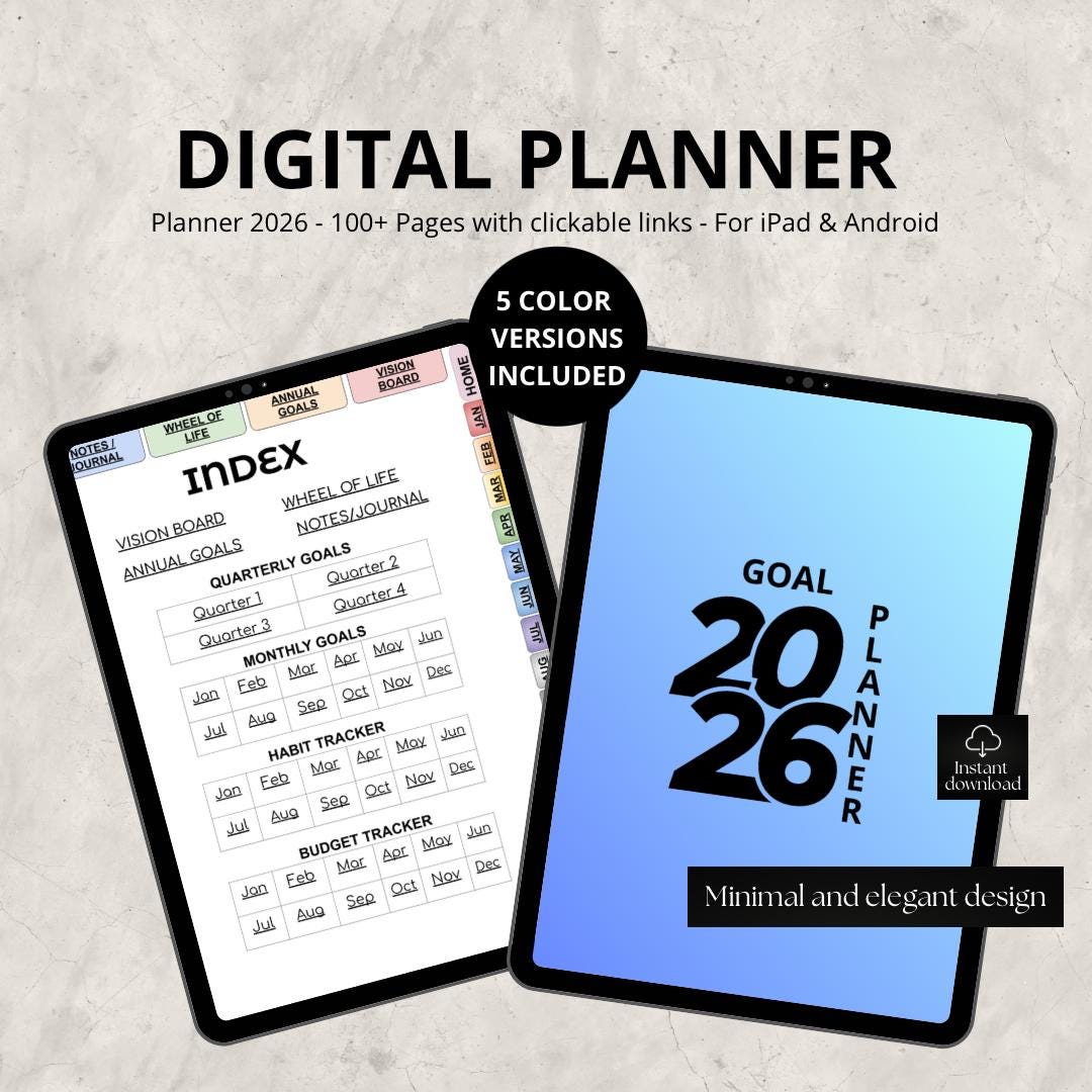 Goal Planner 2026 | Digital Planner for Goodnotes & Notability ...