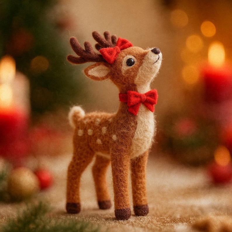 Needle Felted Reindeer Ornament – Handmade Wool Christmas Decoration - Etsy
