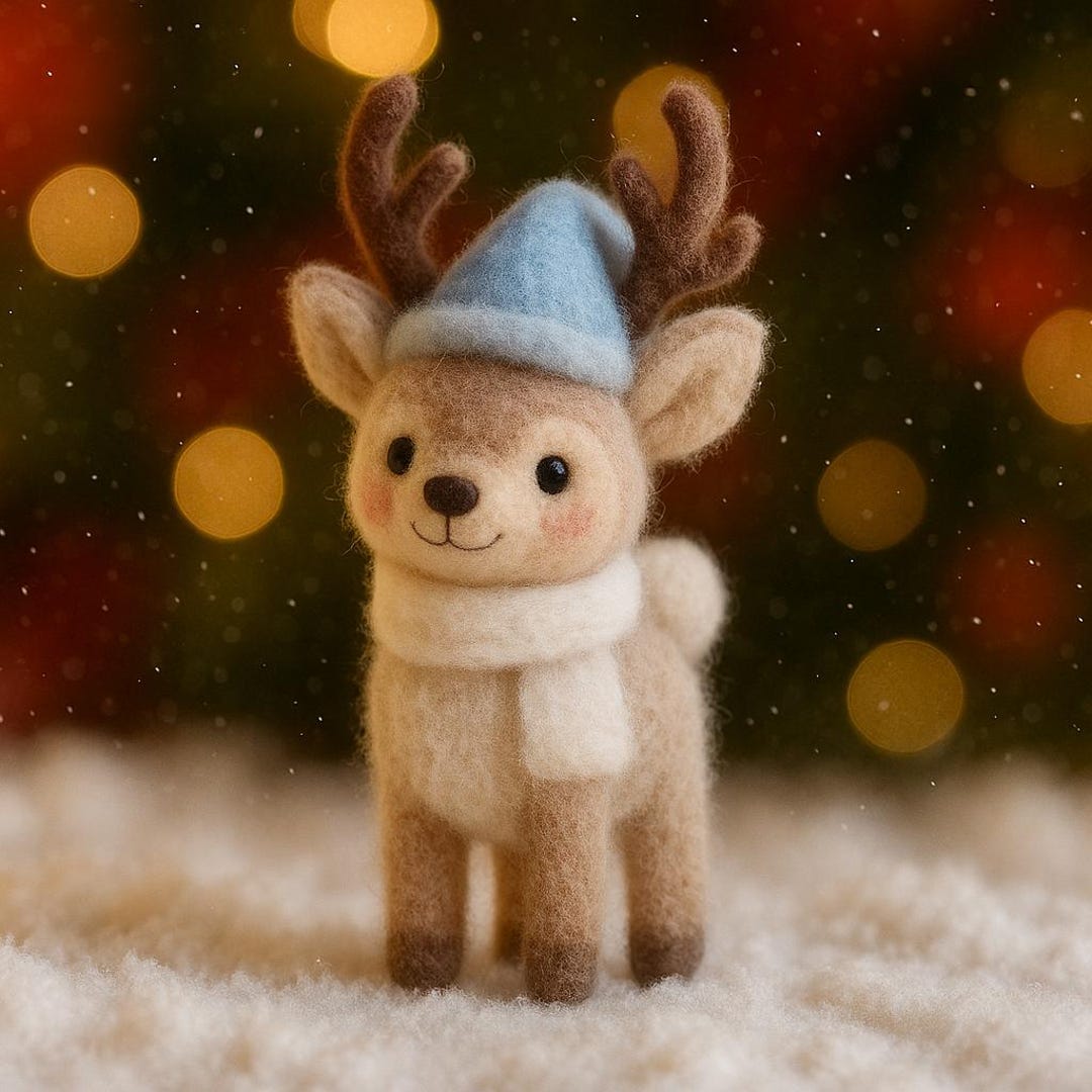 Needle Felted Reindeer Ornament – Handmade Wool Christmas Decoration ...