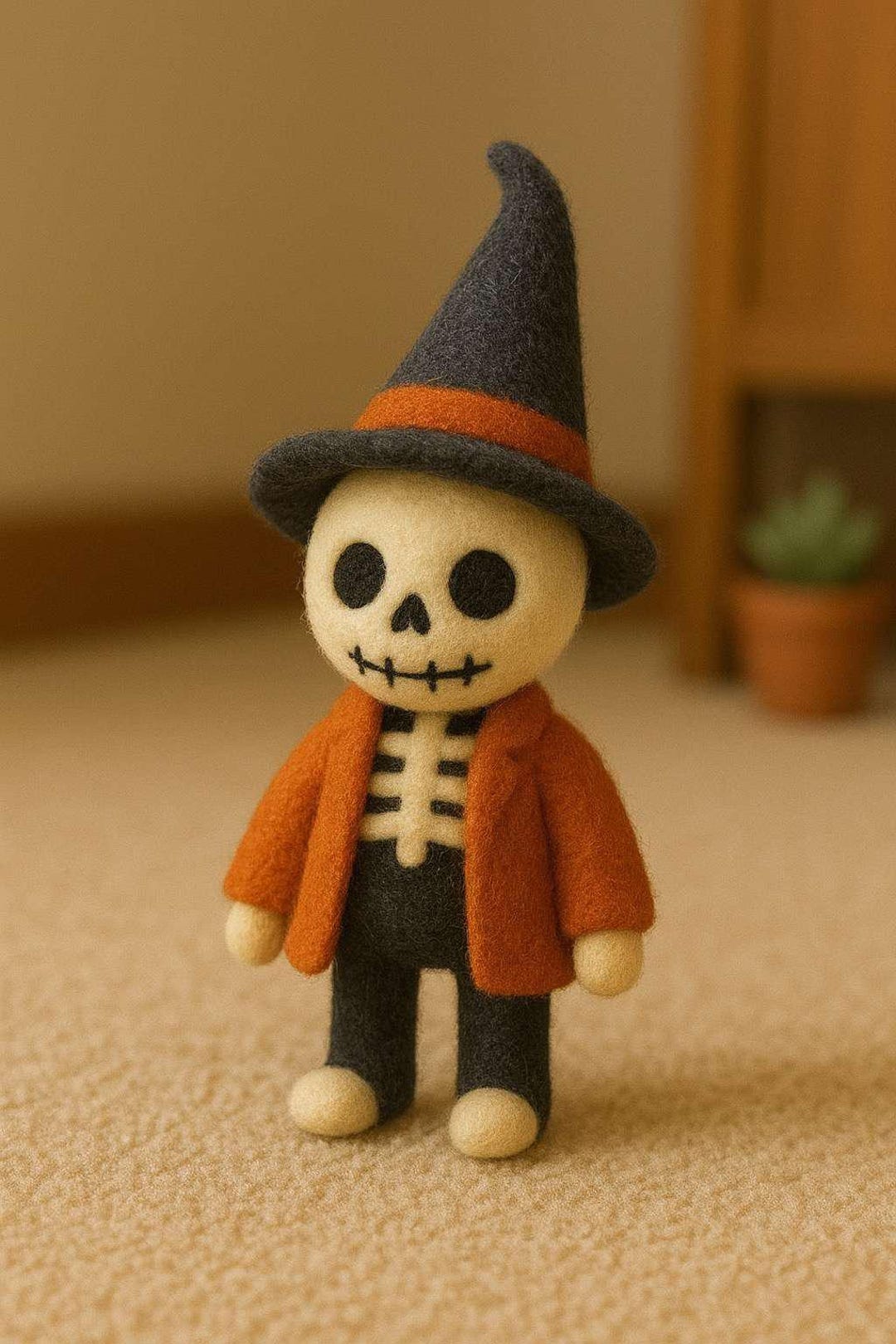 Handmade Needle Felted Halloween Skeleton Man – Wool Autumn Decor - Etsy