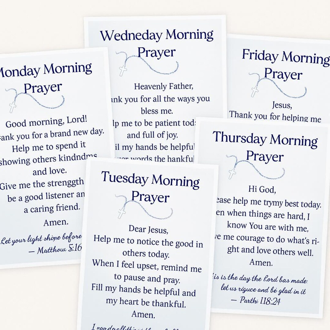 Editable Catholic Morning Prayer Cards for Kids | Weekday Printable ...