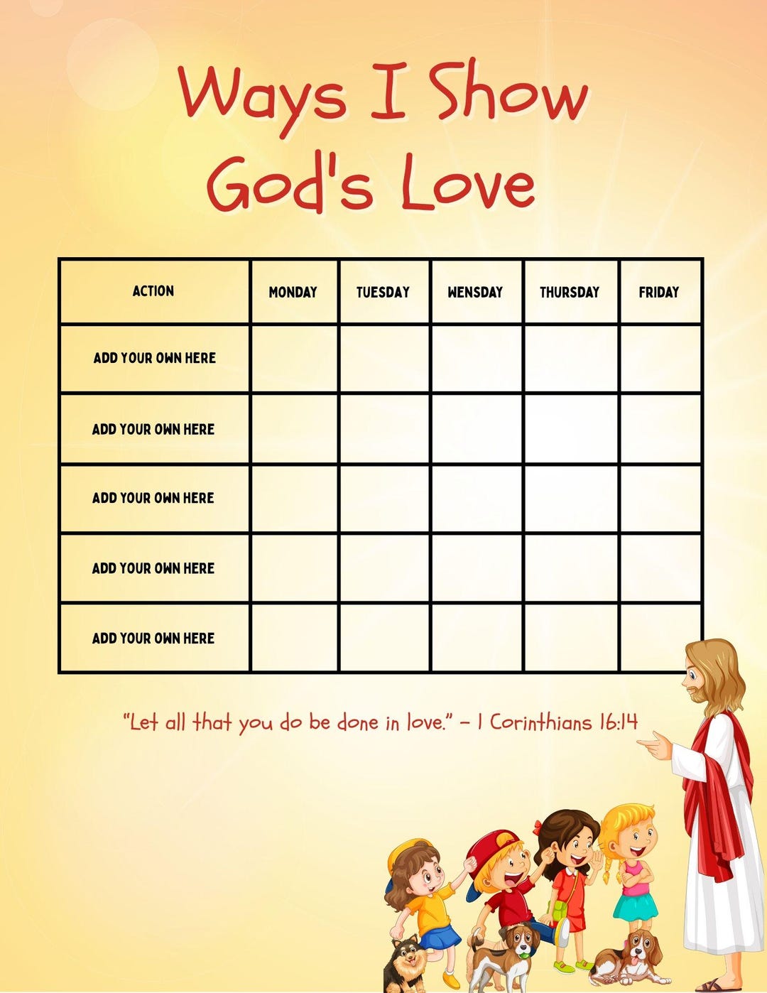 Catholic Preschool Behavior Chart Printable | Faith-based Editable ...