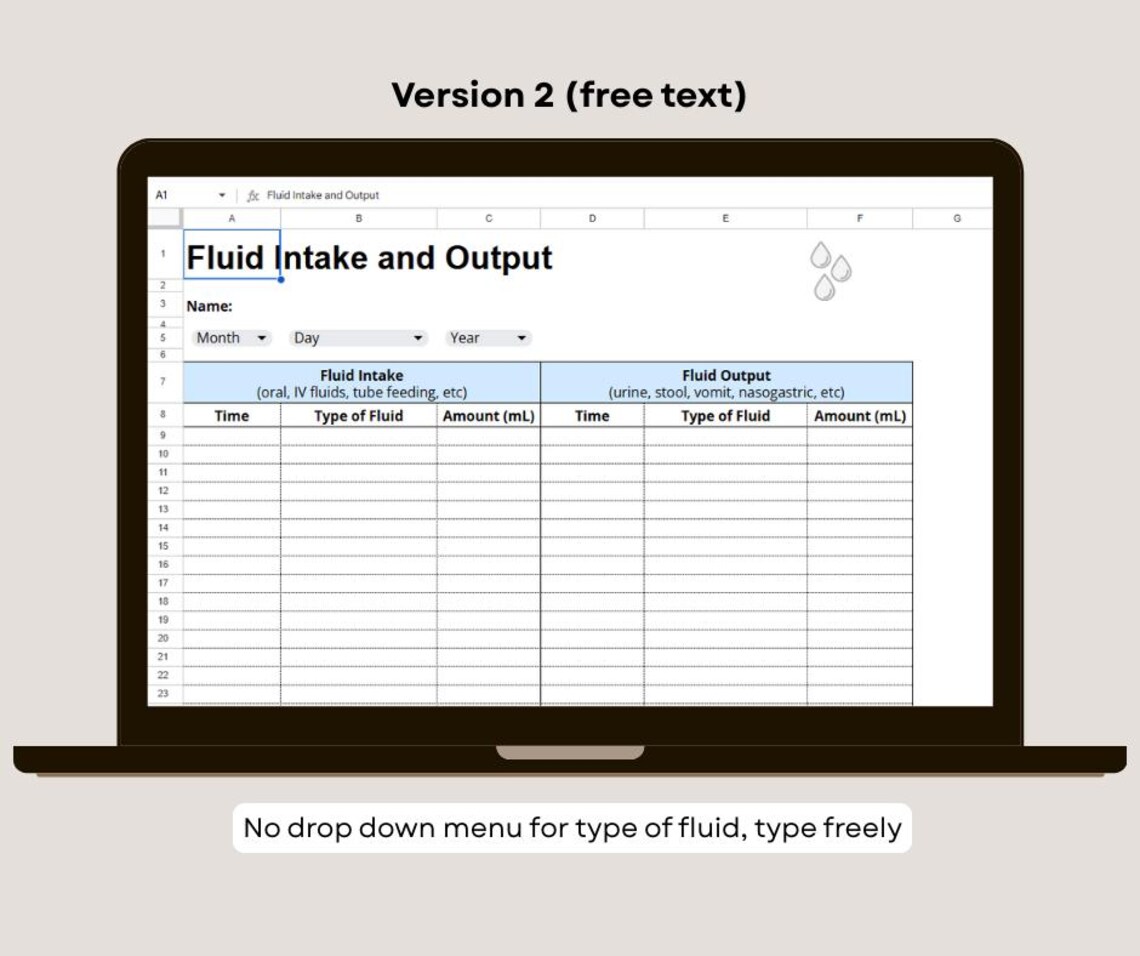 Fluid Intake Tracker: Google Sheet & Excel Chart (instant Download) - Etsy