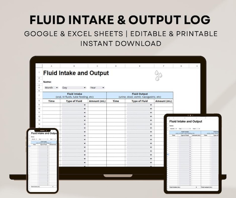 Fluid Intake Tracker: Google Sheet & Excel Chart (instant Download) - Etsy