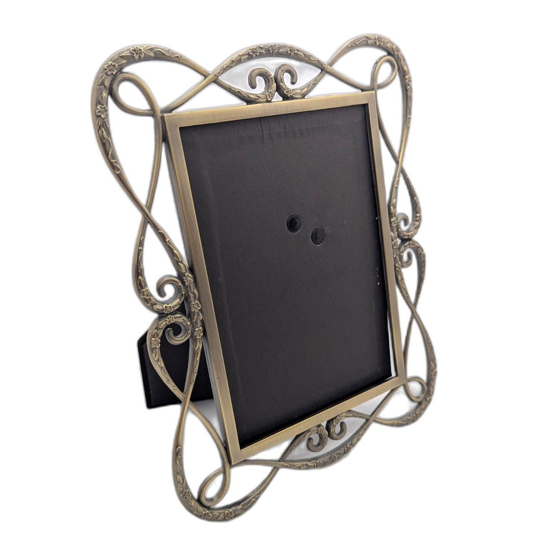 Vtg 90s Bronze Tone Scrollwork Frame 5x7 Ornate Romantic Regency ...