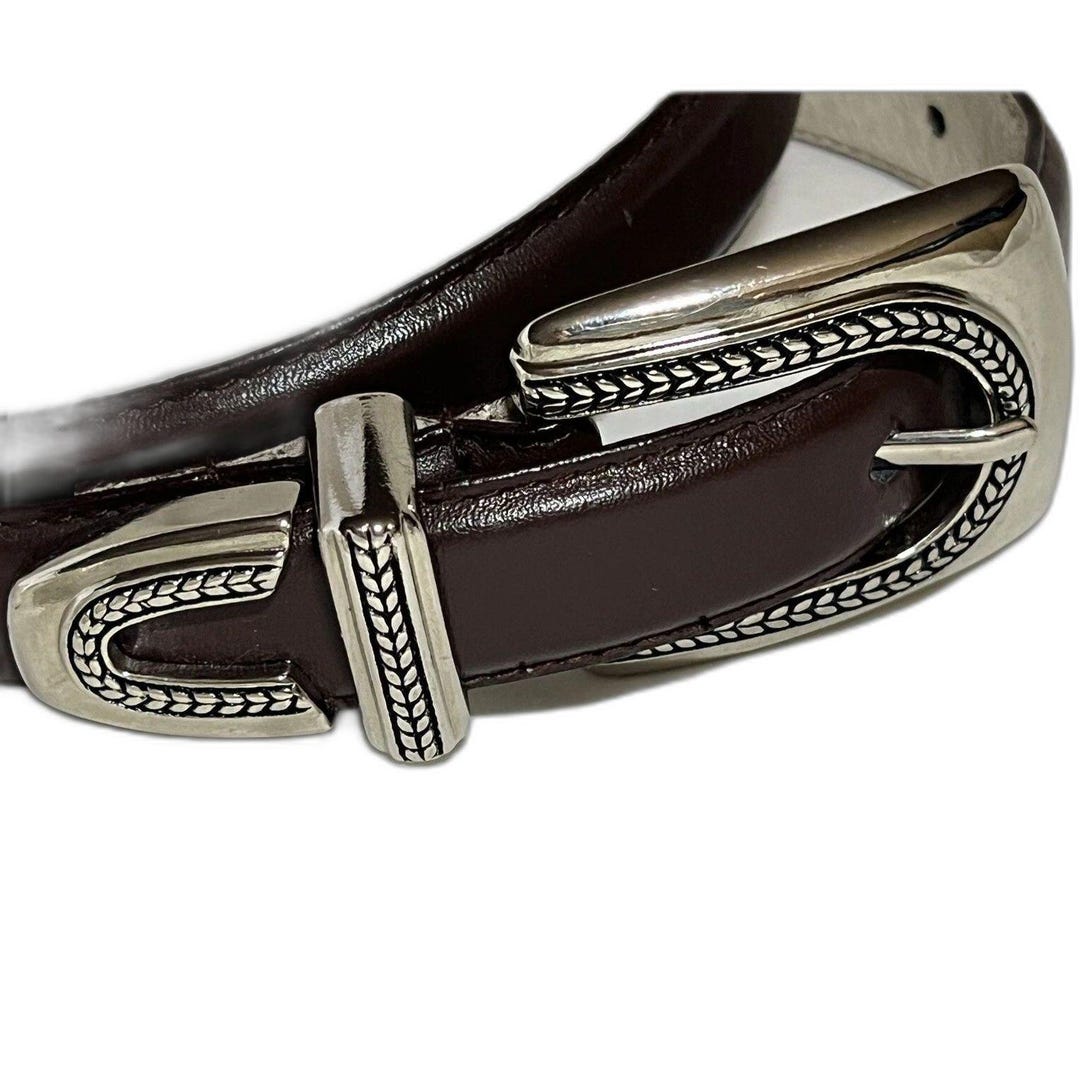 Vtg 90s J.G. Hook Leather Western Black Belt M/L Silver Hardware Rodeo ...