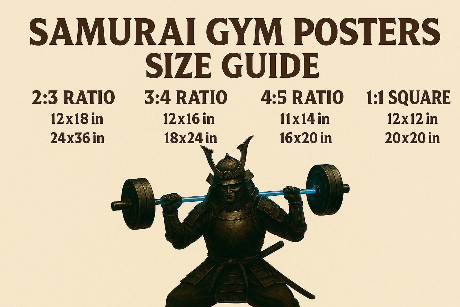Samurai Gym Motivation Posters: Bushido Warrior Fitness Art (7 Digital ...
