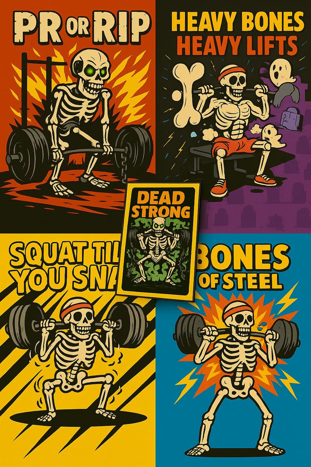 Funny Skeleton Gym Posters: Printable Workout Decor (digital Download ...