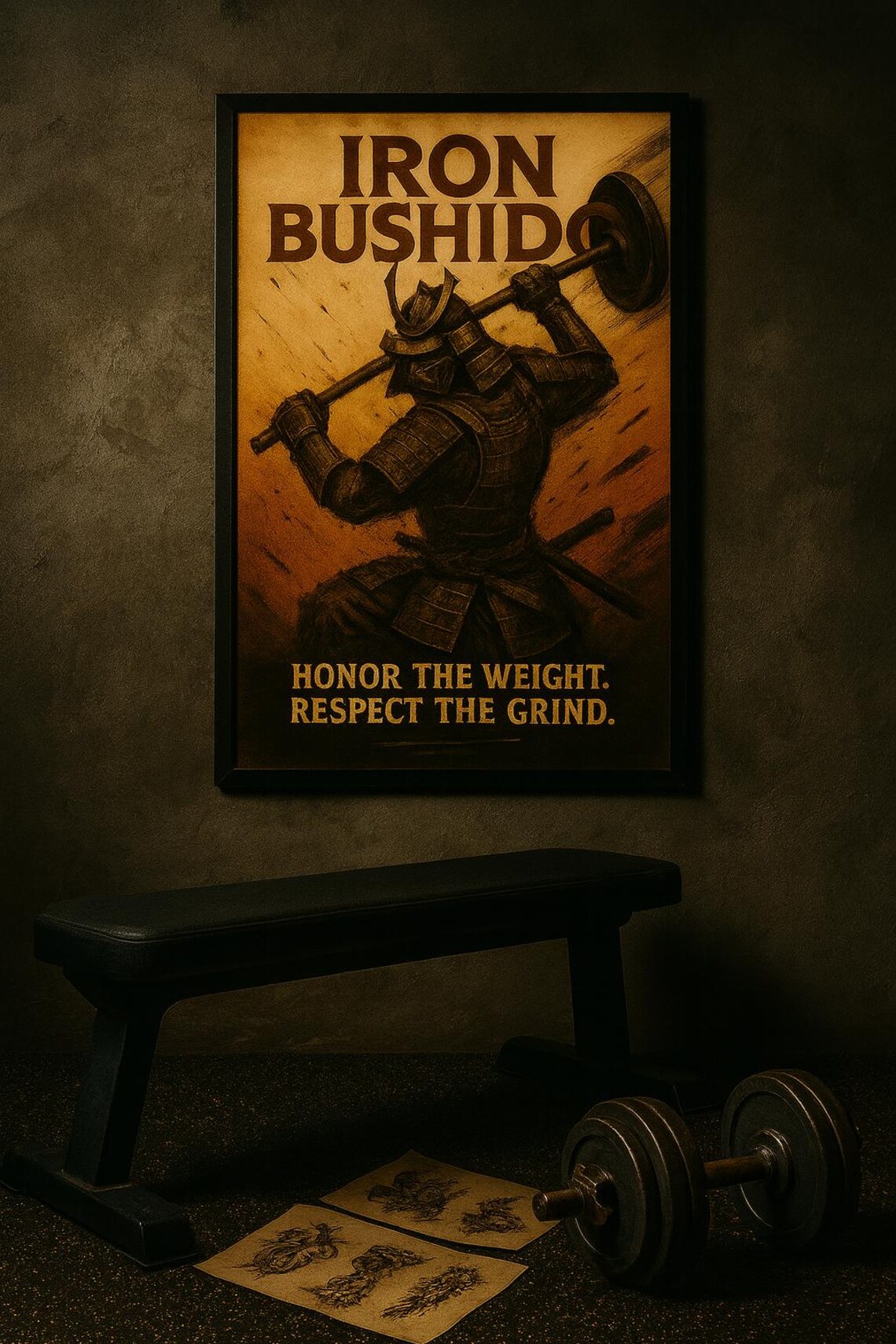 Samurai Gym Motivation Posters: Bushido Warrior Fitness Art (7 Digital ...