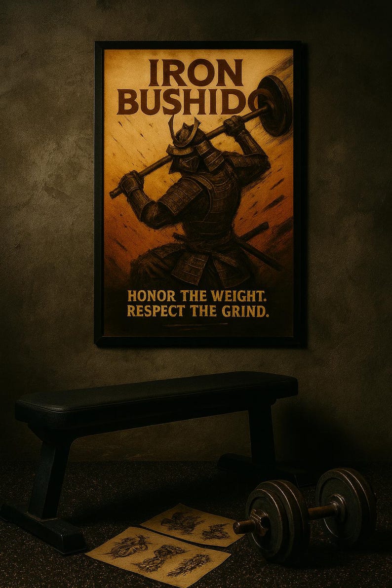 Samurai Gym Motivation Posters: Bushido Warrior Fitness Art (7 Digital ...
