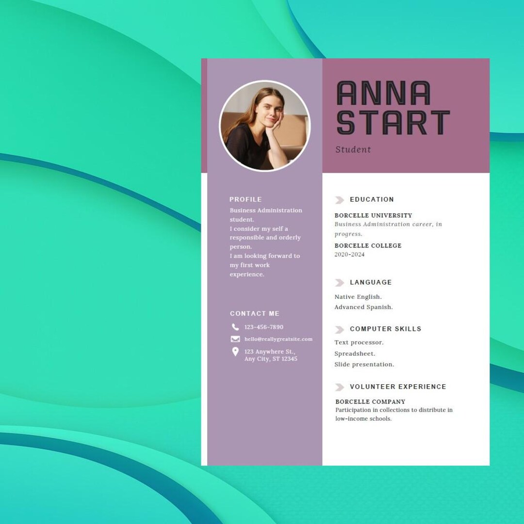 Simple Student Resume Template | Editable CV for Word & PDF ...