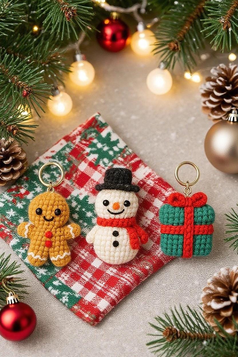 Christmas Crochet Keychain Set PDF | Amigurumi Charms & Ornaments ...