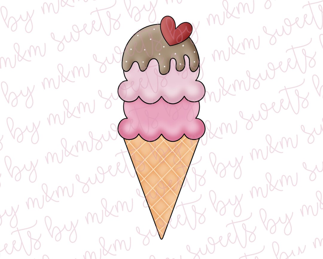 Skinny Ice Cream Cone Heart Cookie Cutter - Valentines - Etsy