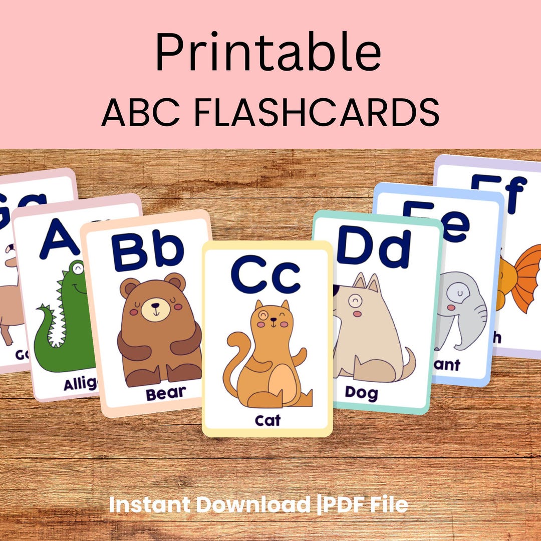 Animal ABC Flashcards: Printable Alphabet Cards (PDF Download) - Etsy