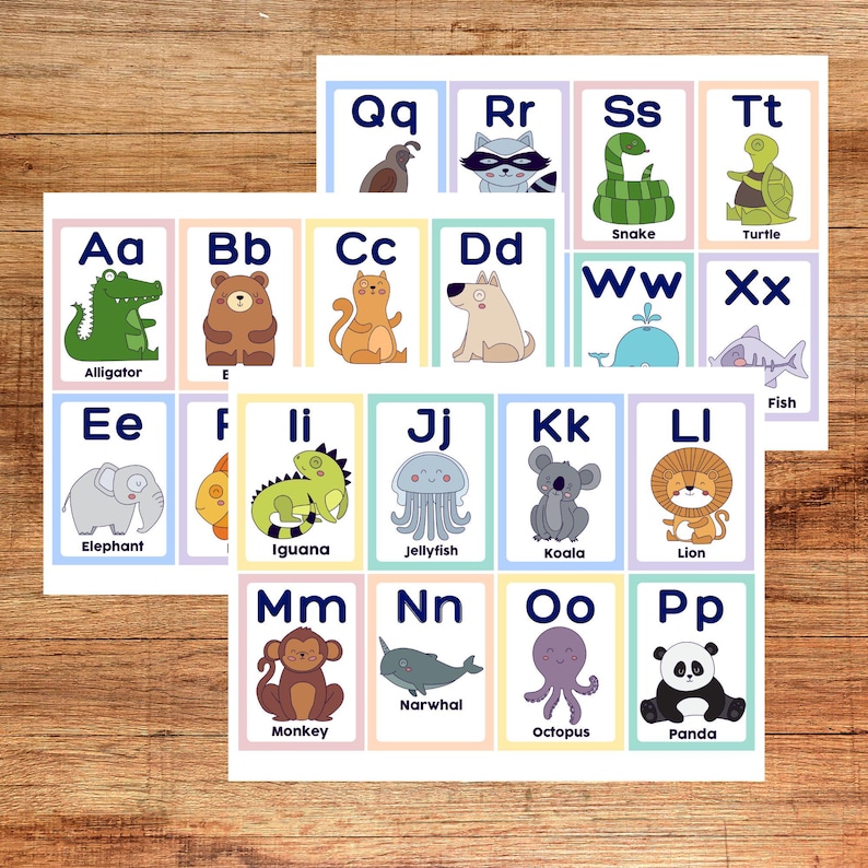 Animal ABC Flashcards: Printable Alphabet Cards (PDF Download) - Etsy