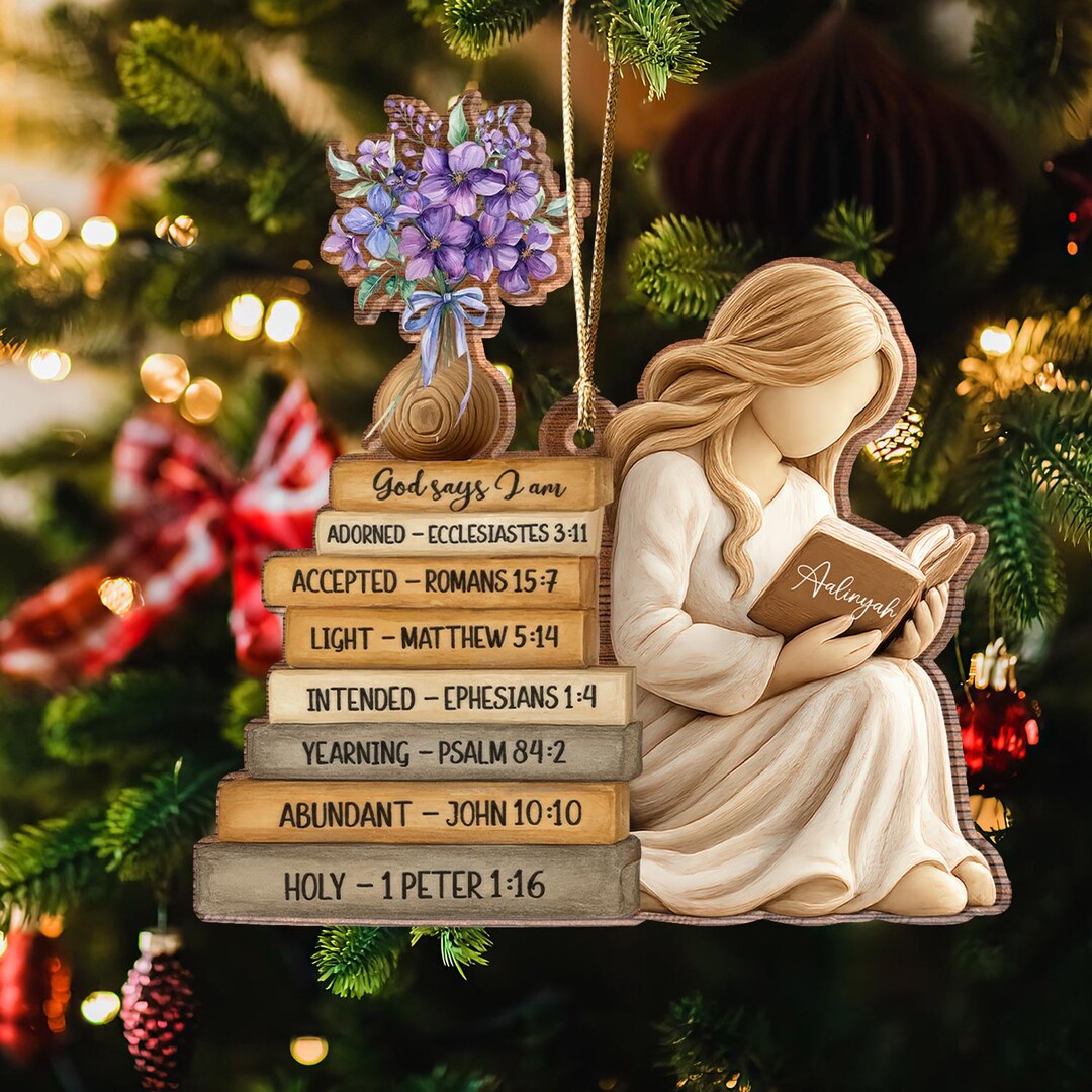 Personalized God Says I Am Acrylic Ornament, Custom Bible Verse Name ...