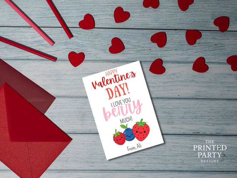 Cute Fruit Valentine’s Day Cards, 3.5x5 In, Food, Classroom & Party ...
