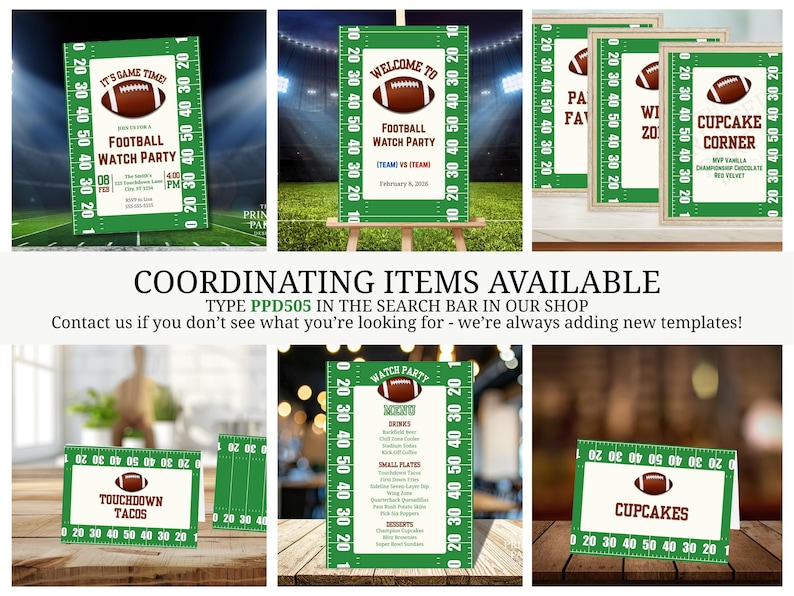 EDITABLE Football Watch Party Menu, Printable Game Day Party Menu ...