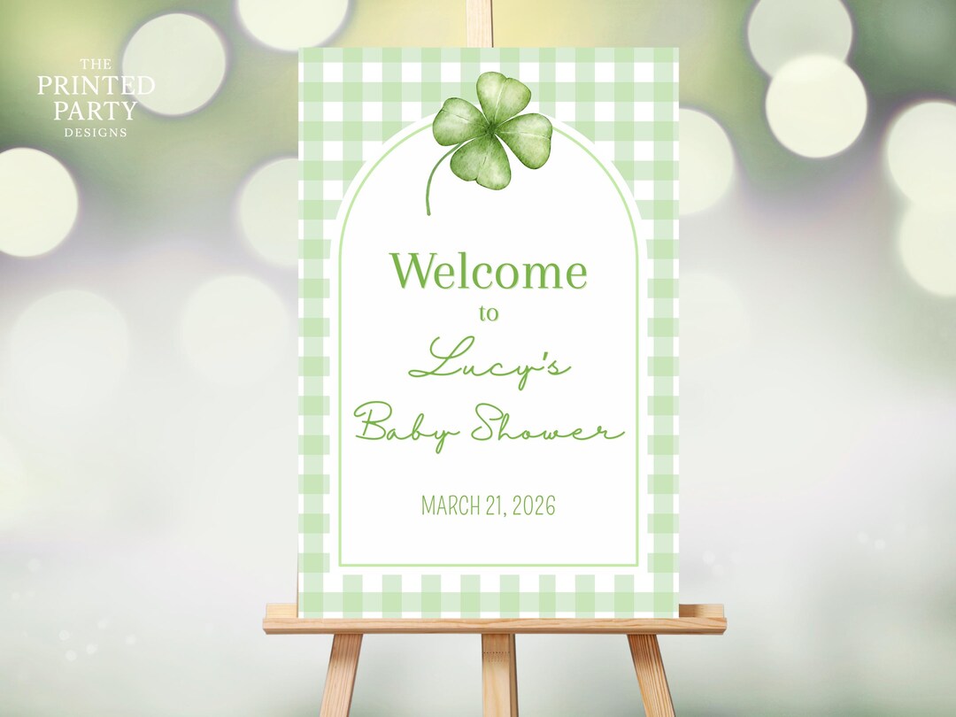 Lucky Charm Baby Shower Welcome Sign, 24x36 Editable Canva Template ...