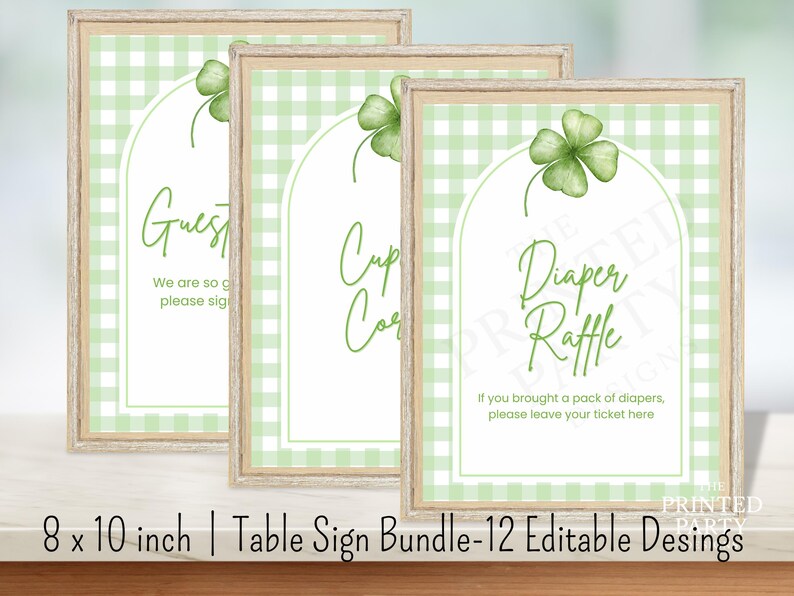 Lucky Charm Baby Shower Table Sign Bundle, Editable Table Sign Bundle ...
