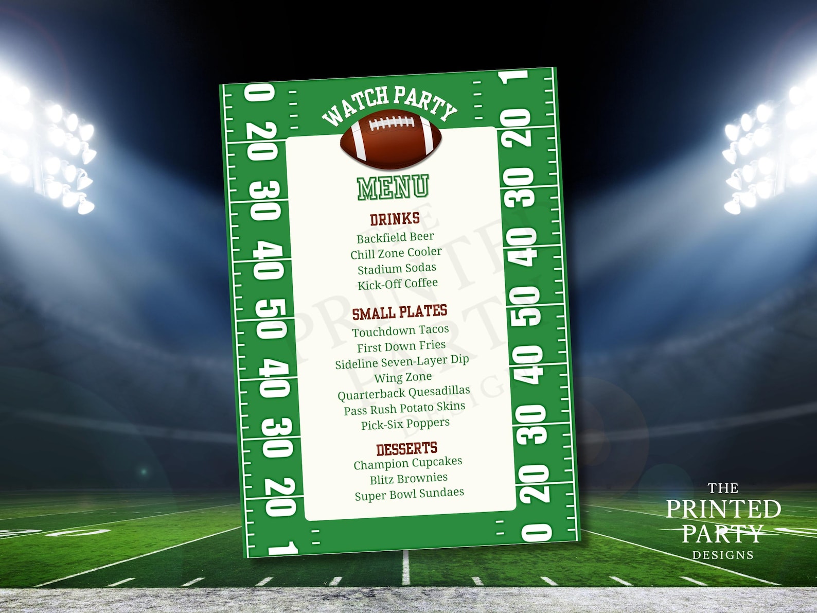 EDITABLE Football Watch Party Menu, Printable Game Day Party Menu ...