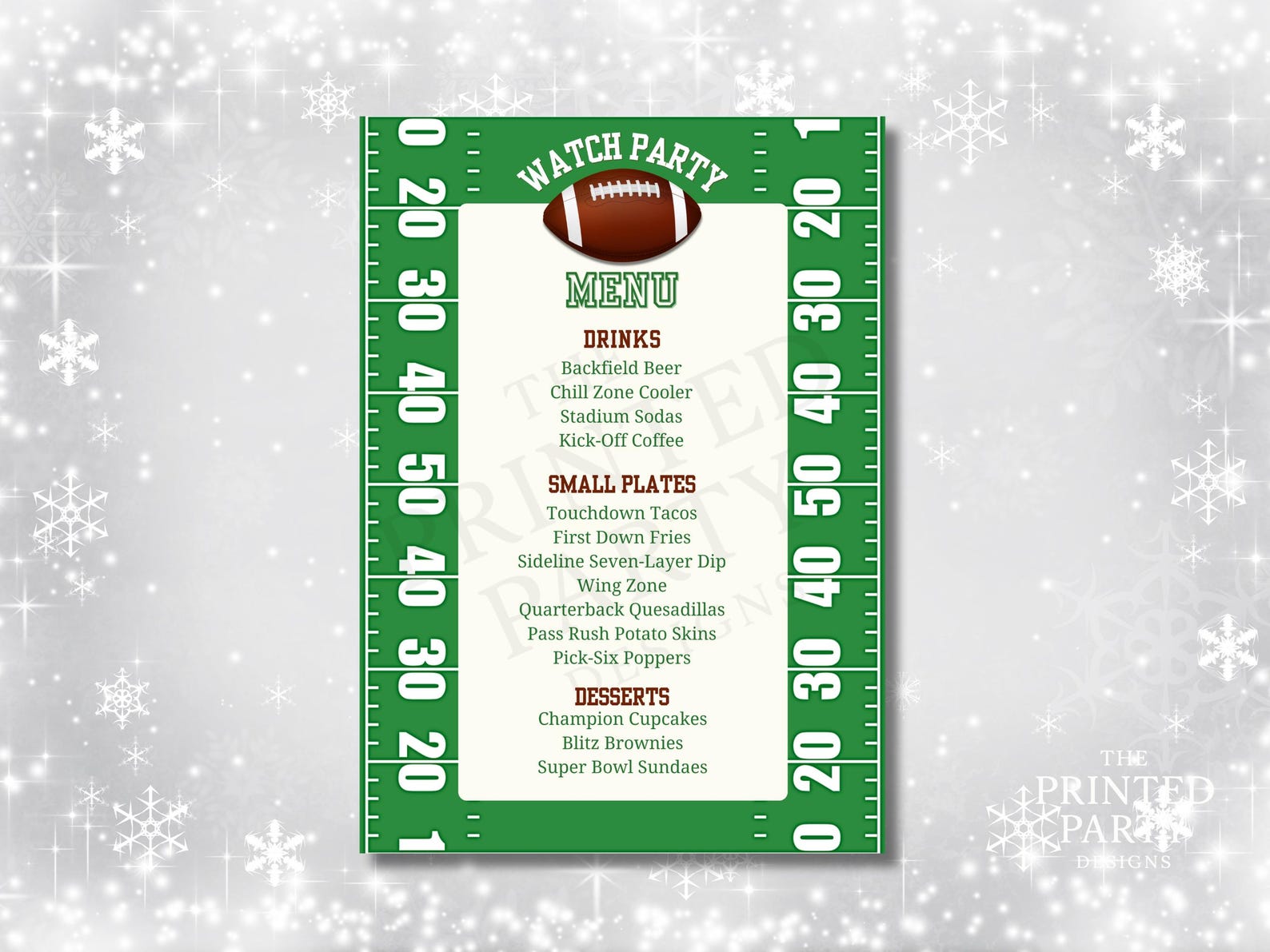 EDITABLE Football Watch Party Menu, Printable Game Day Party Menu ...