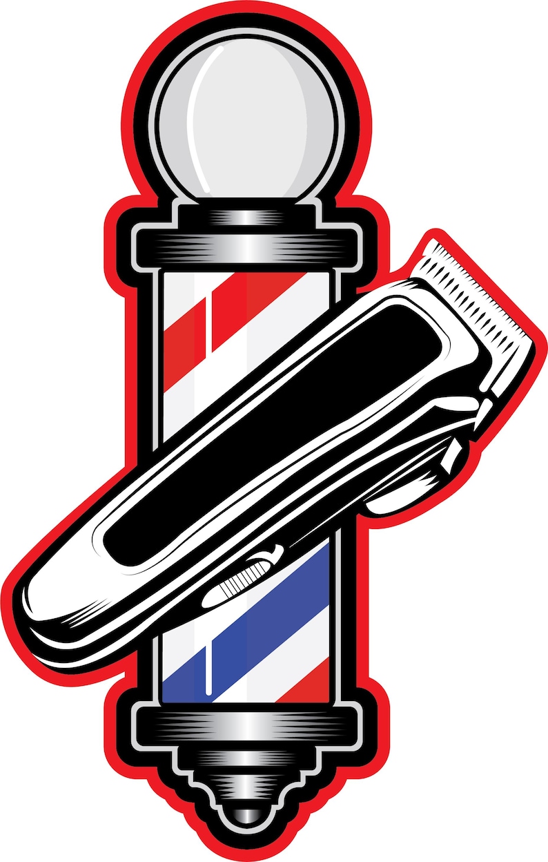 Barber Pole and Clipper Logo Design | Barbershop Vector Art SVG - Etsy ...