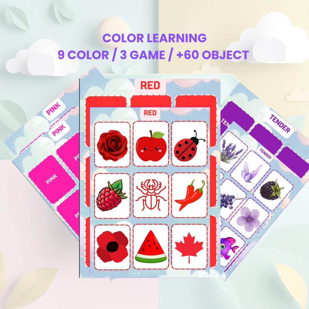 Montessori Color | Nature Flashcards | Preschool Matching & Memory Game ...