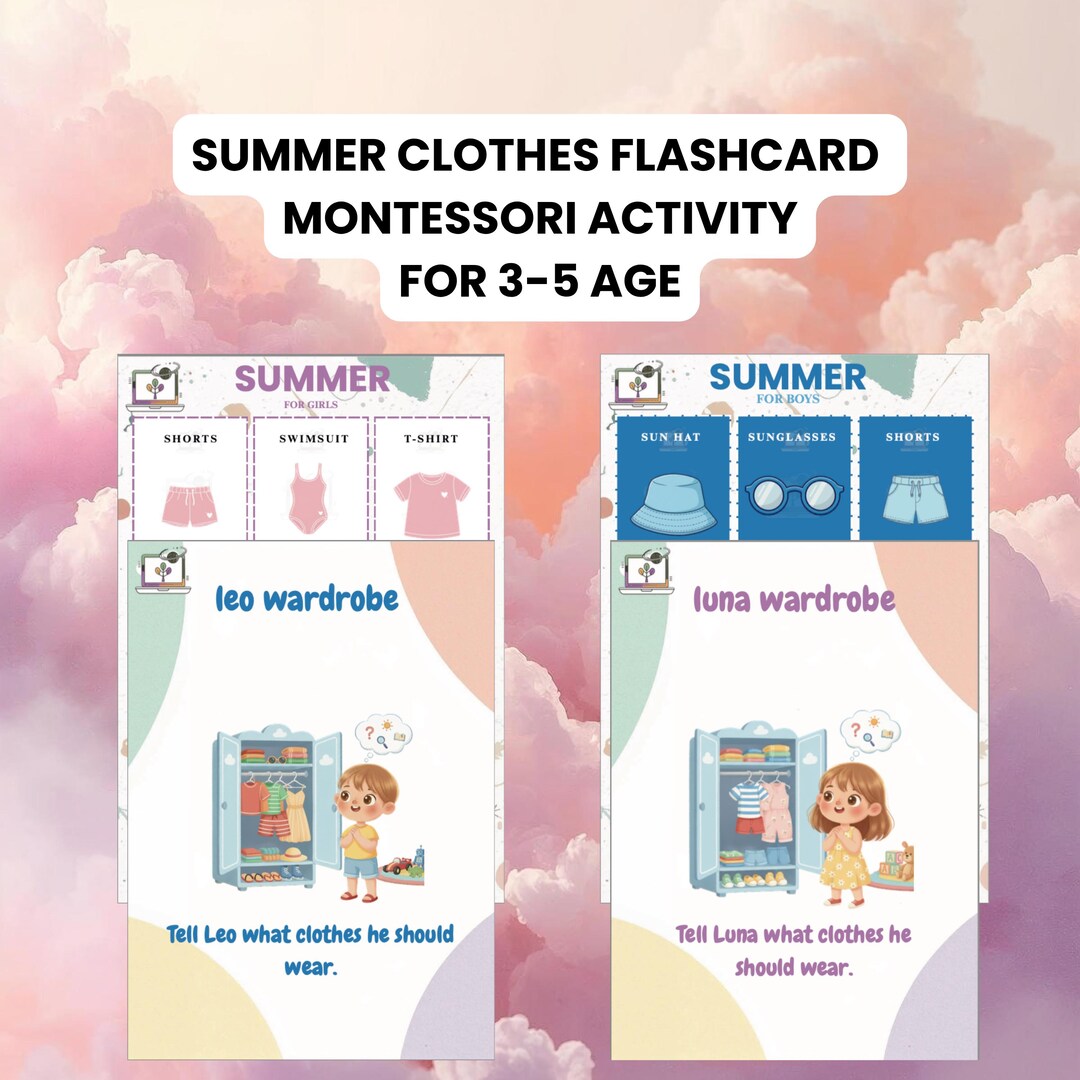 Montessori Fall Clothing Flashcards for Kids - Autumn Wardrobe Matching ...