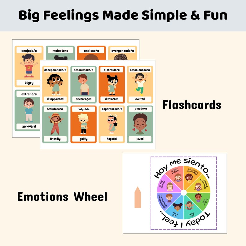 Bilingual Emotion Worksheets & Flashcards | English Spanish Feelings ...