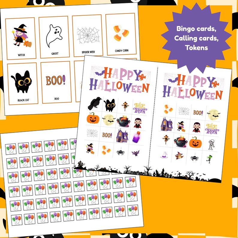 Halloween Bingo Game: 30 Unique Cards, Kids Party Activity (digital ...