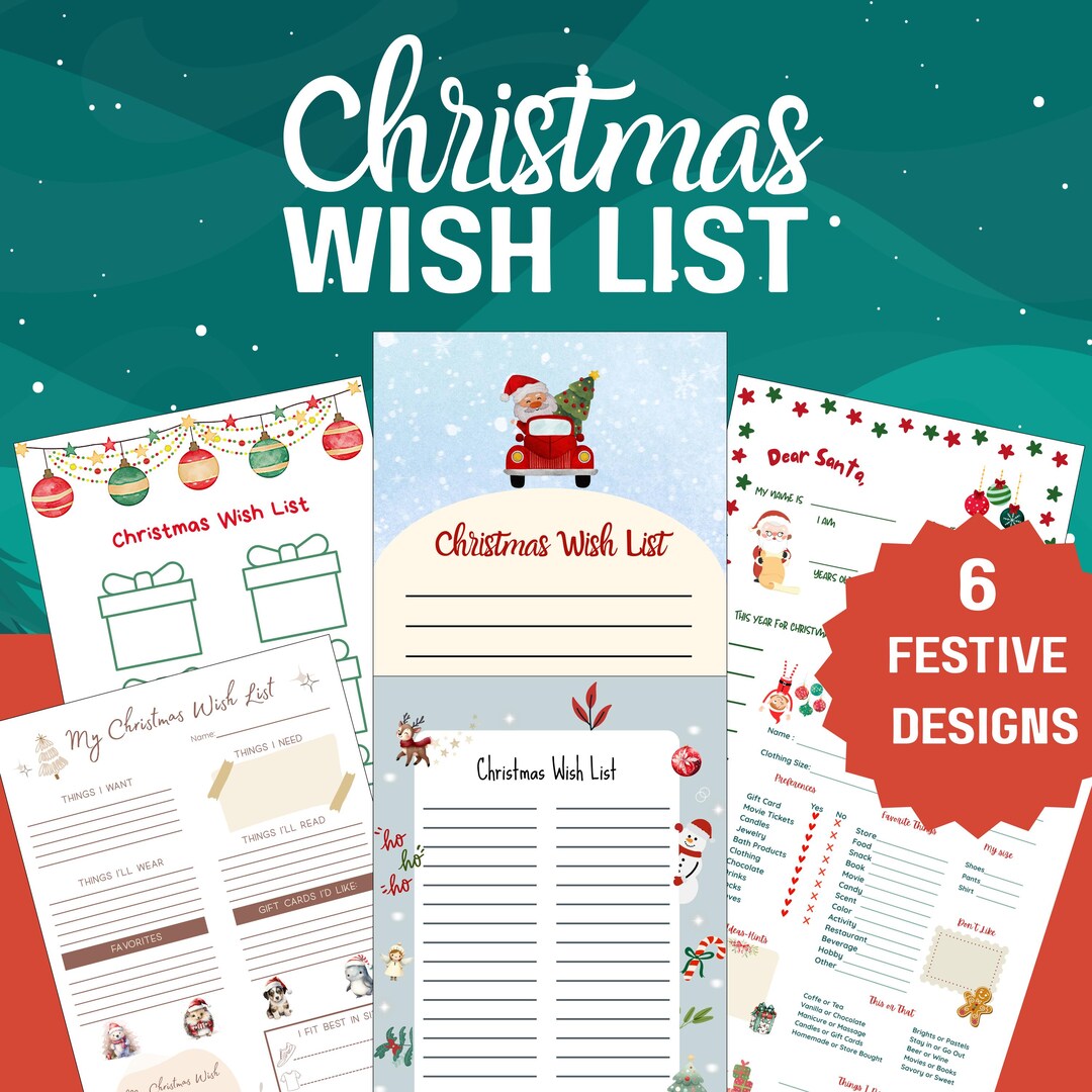 Christmas Wish List Printable | Letter to Santa, 6 Festive Designs (PDF ...