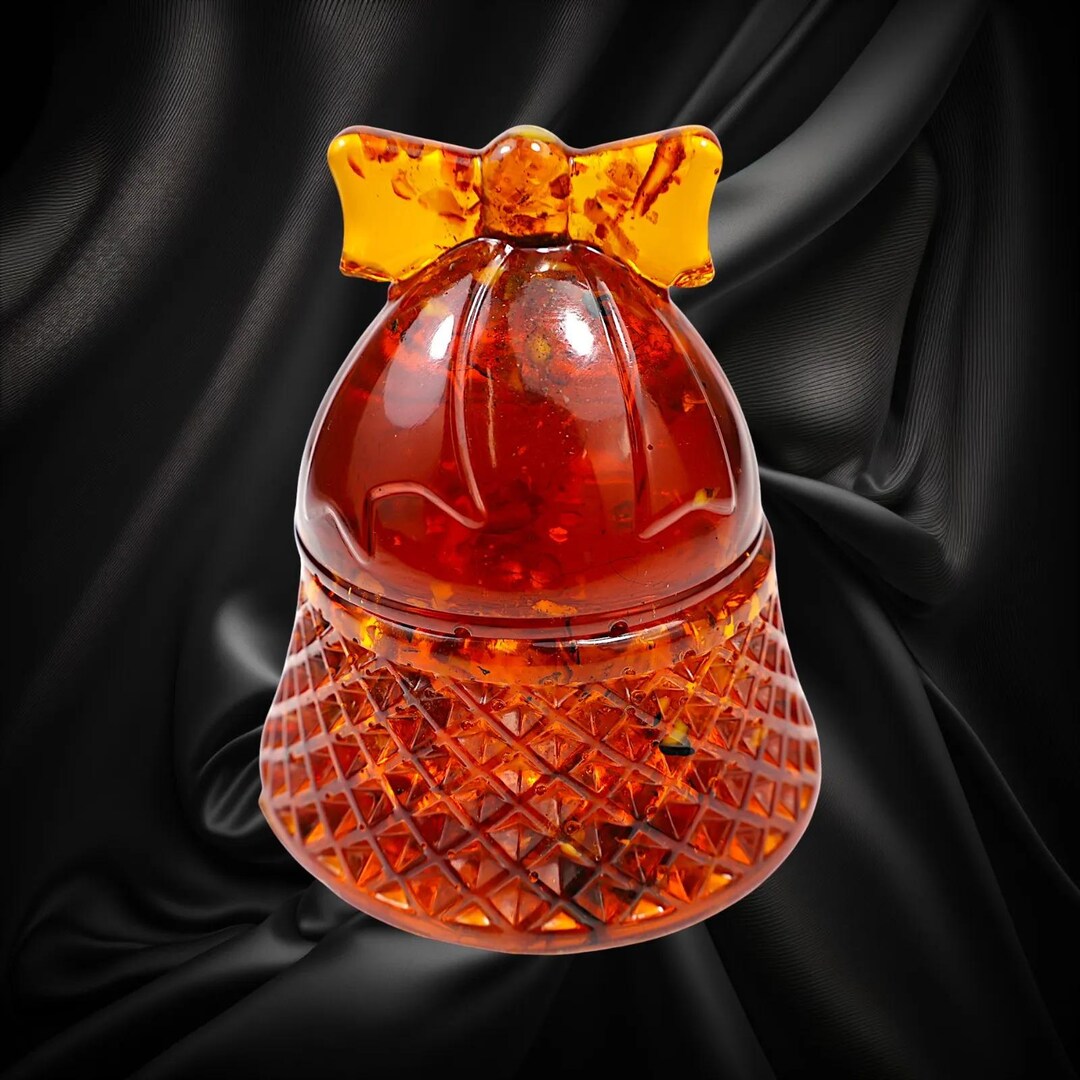 Amber Bell Jewelry Box - Handmade Baltic Amber Trinket Box, Gift for ...