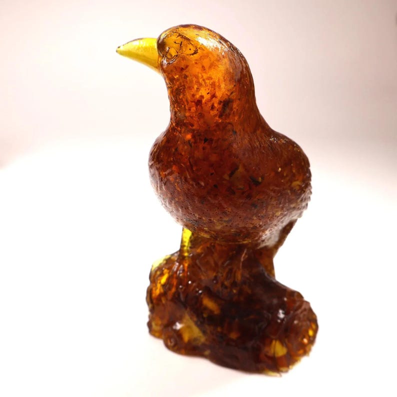 Unique Baltic Amber Bird Figurine Handmade by KIZIMA New York Genuine ...