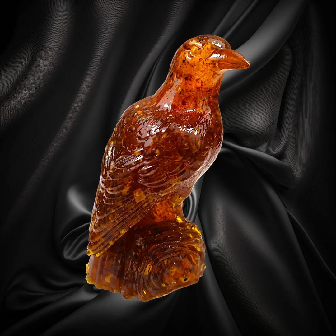 Unique Baltic Amber Bird Figurine Handmade by KIZIMA New York Genuine ...