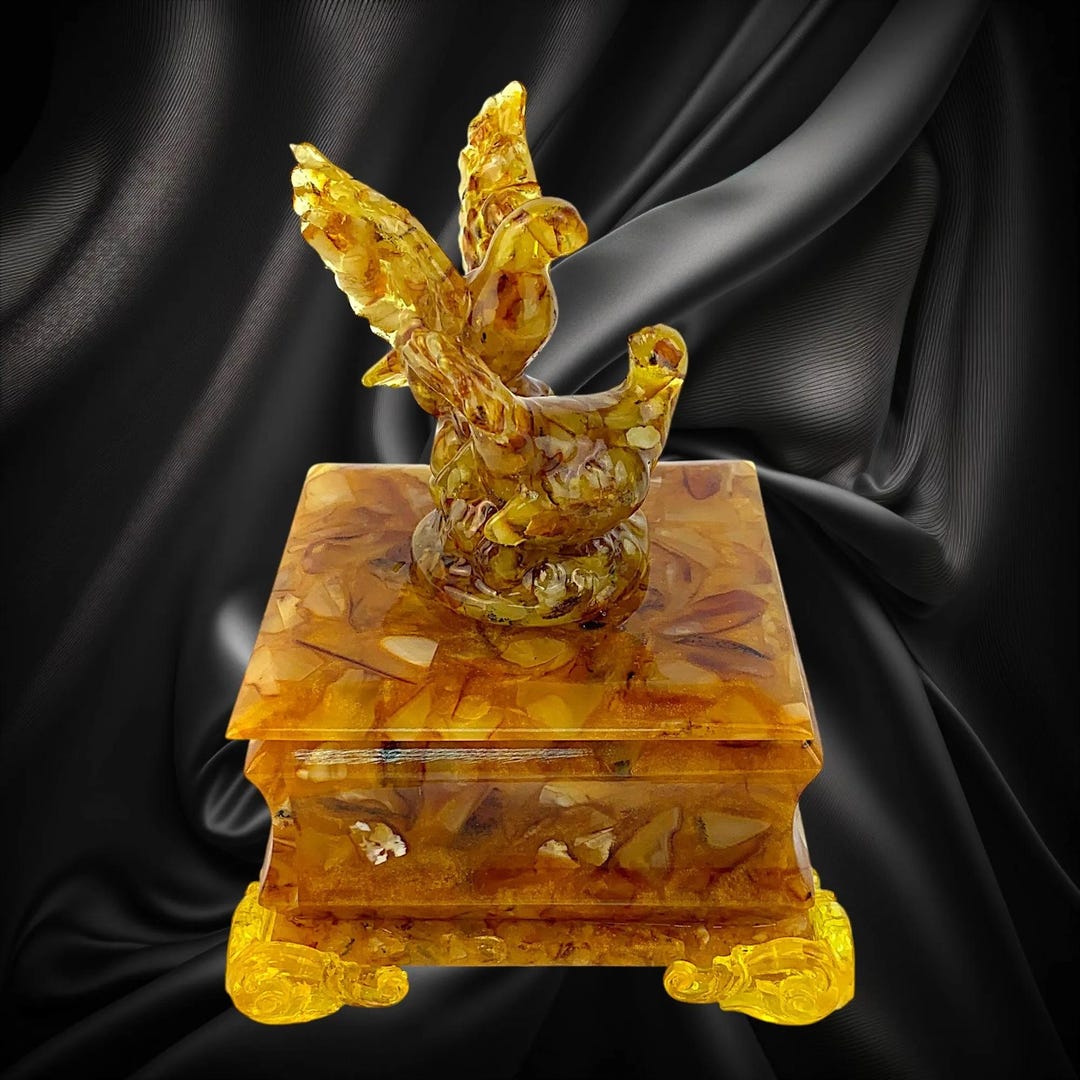 USA Handmade Box-doves Pigeon NATURAL Baltic Amber for Jewelry KIZIMA ...