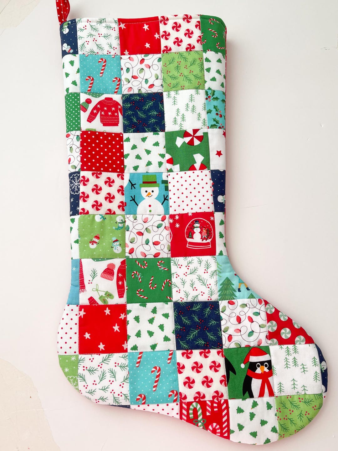 Christmas Stocking - Patchwork Quilted Christmas Stocking - Etsy