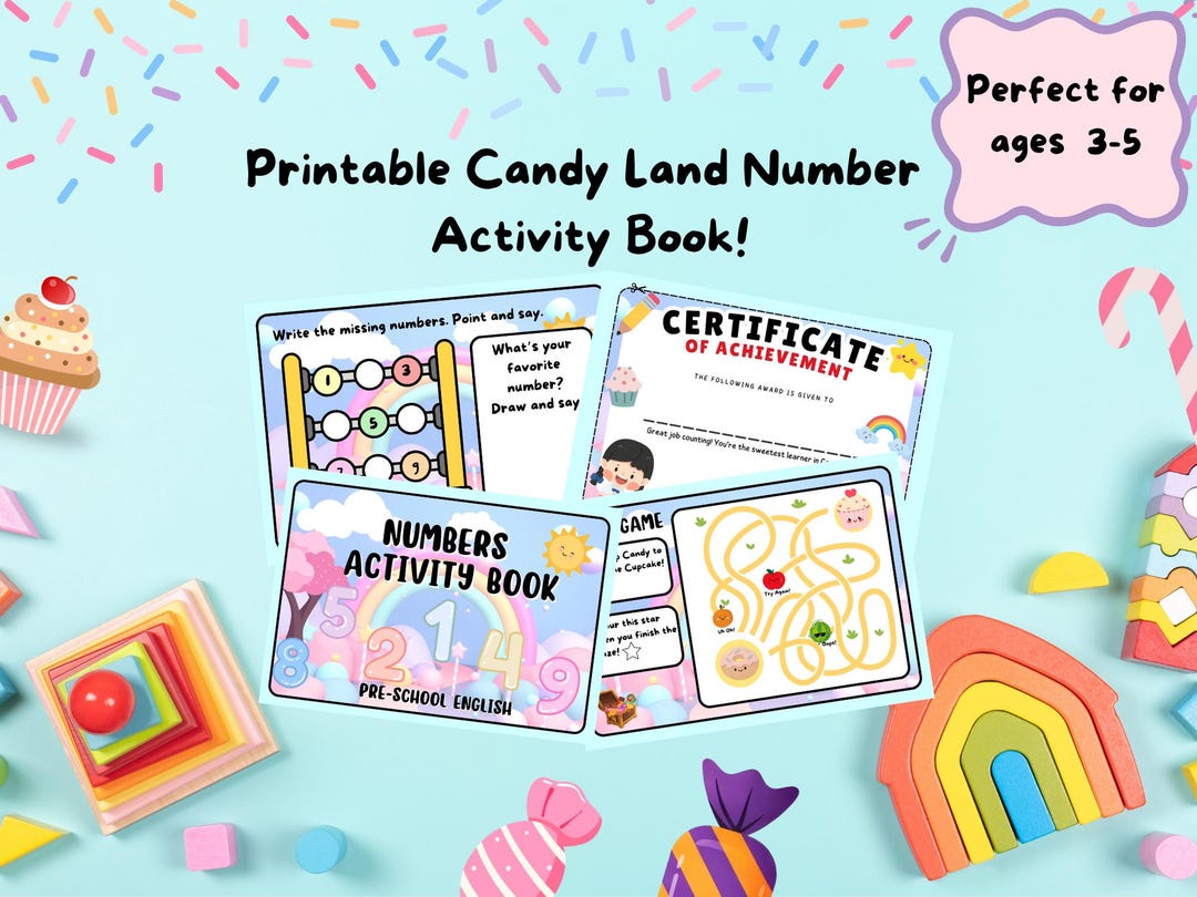 Candy Land Number Activity Book for Preschoolers | Printable PDF ...