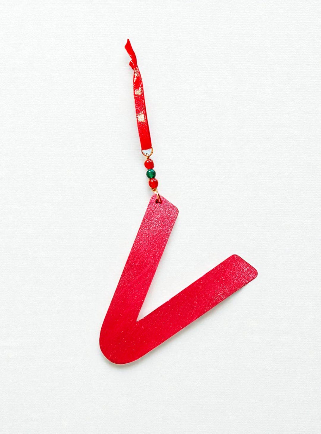 Personalized Wooden Letter Initial V Ornament, Handmade Christmas ...