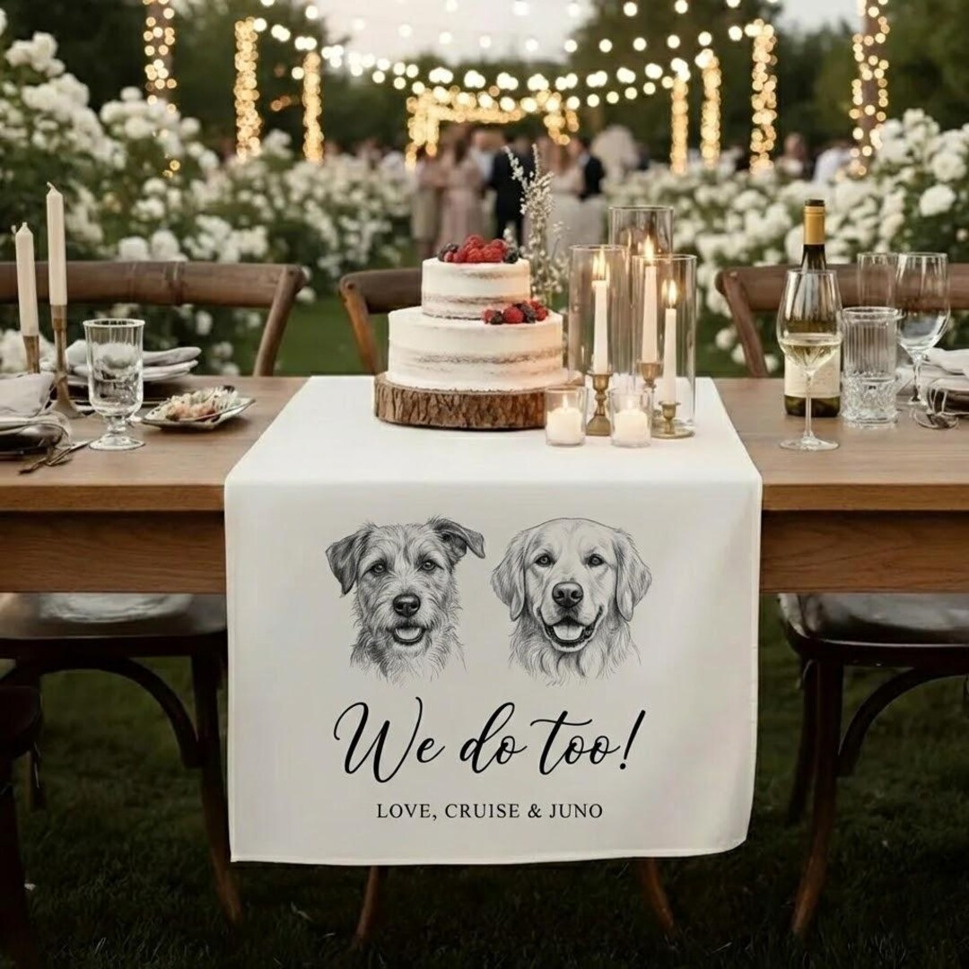 Personalized Pet Portrait Table Runner: Custom Line Art Wedding Decor ...