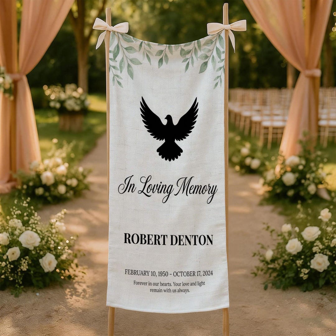 Personalized Dove Memorial Tapestry: Custom Linen Funeral Banner, in ...
