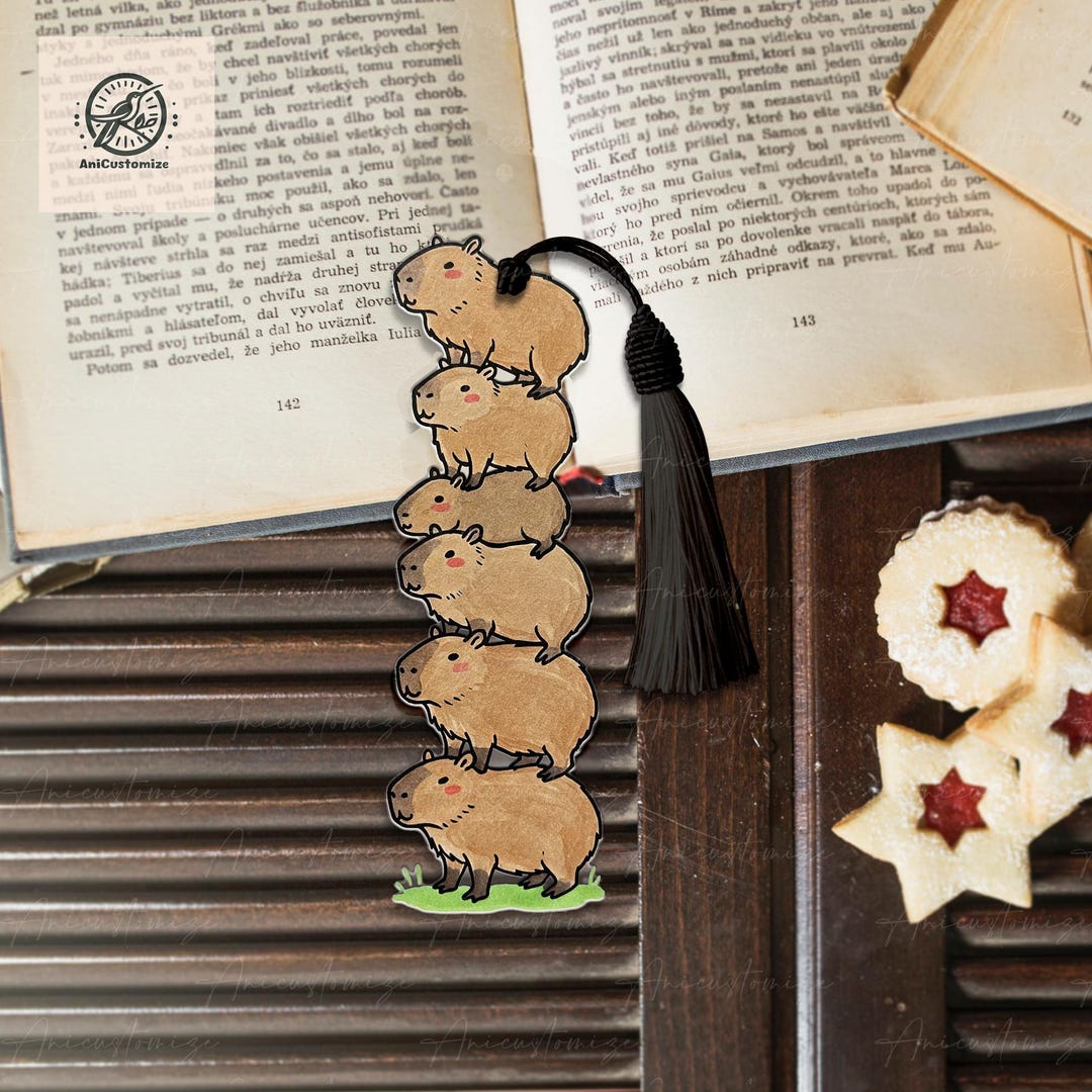 Stacked Capybara Bookmark: Funny Acrylic or Wood Page Marker With ...
