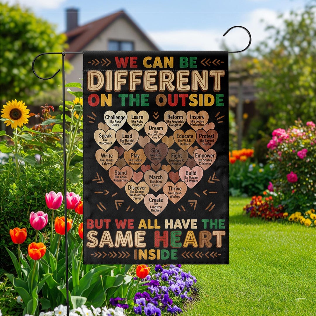 Black History Month Garden Flag: Diversity Heart Yard Sign, African ...