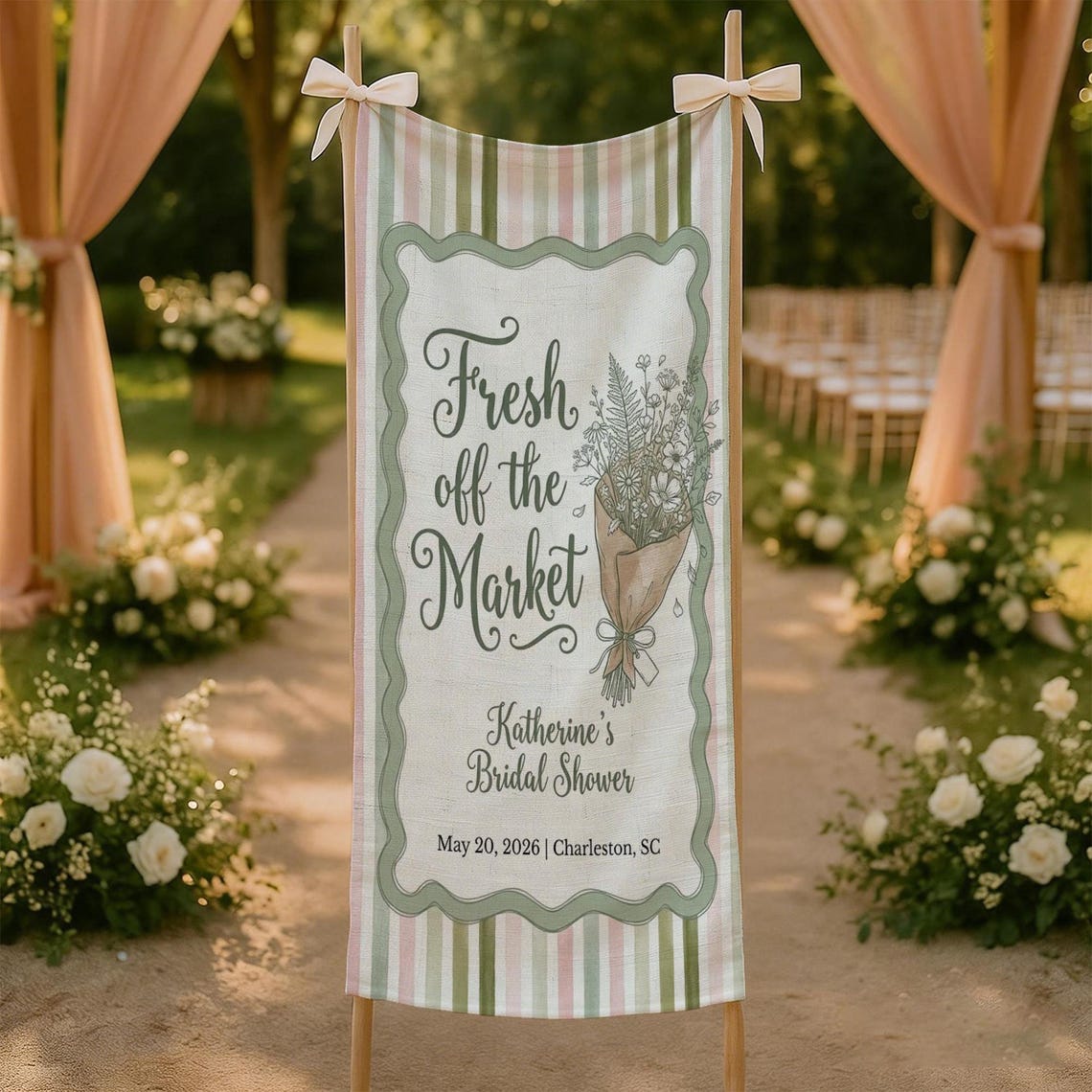 Personalized Bridal Shower Tapestry, Fresh off the Market Quote, Custom ...