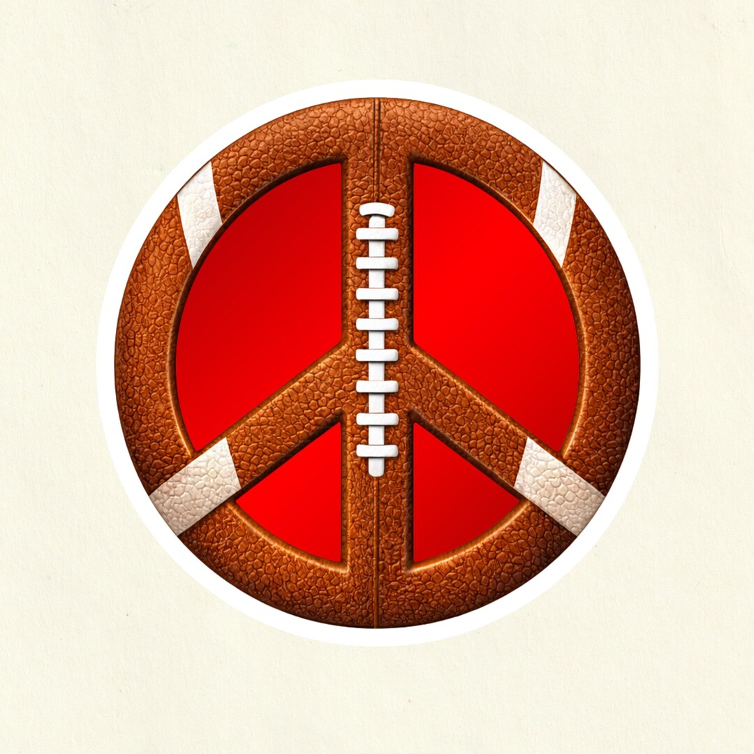 Football Peace Sign Sticker | Red Sports - Etsy